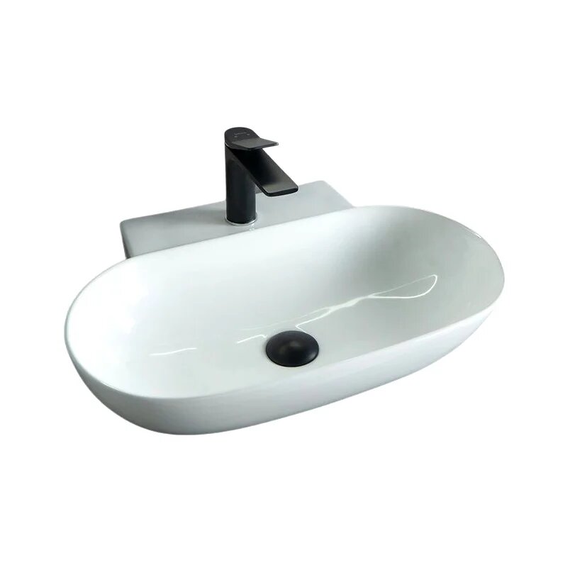 Накладная раковина GID Lago N9234 56 накладная, фаянсовая, овальная, раковина для ванной, белая, глянцевая