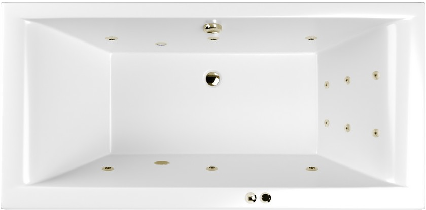 Акриловая ванна WHITECROSS Savia Duo LINE 170x80 см, пристенная, с гидромассажем, белая, с каркасом, со сливом-переливом, фурнитура бронза