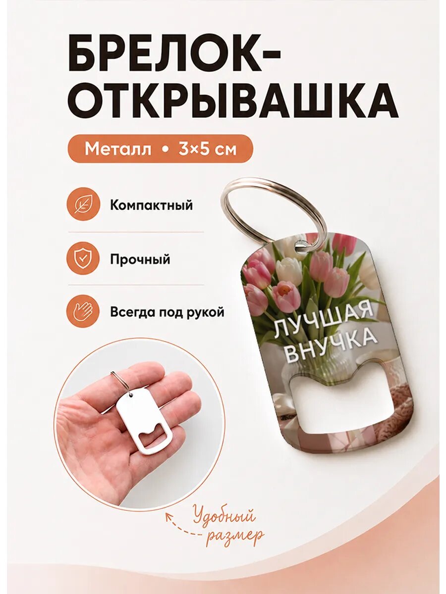 Брелок открывашка "Тюльпаны и Подарок"