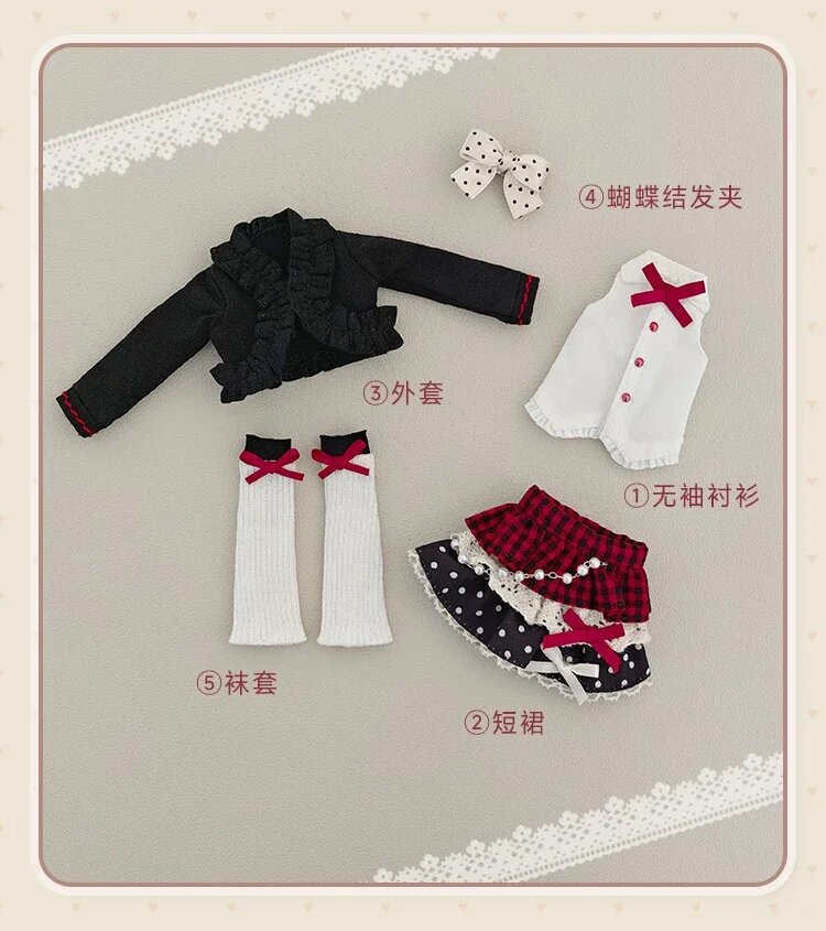 Наряд для кукол BJD 1/6, клетчатый, кружевной, цвет: doll clothes 3