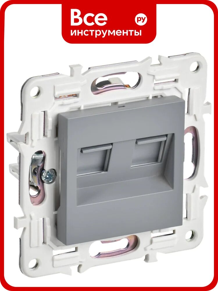Розетка компьютерная 2-ая IEK SKANDY RJ45 кат.6 SK-K04Gr серый SK-K20-2-K03