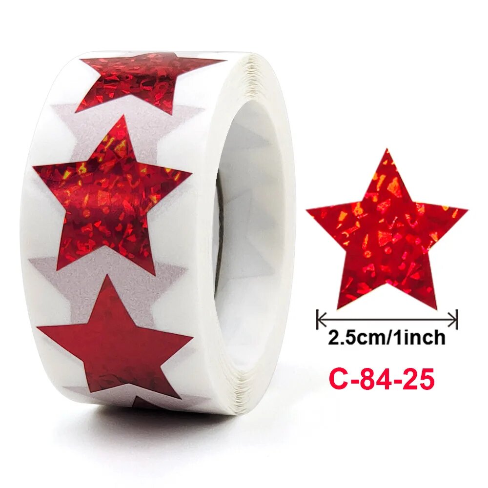 Красные голографические звезды для скрапбукинга, 2.5 см, C-84-25