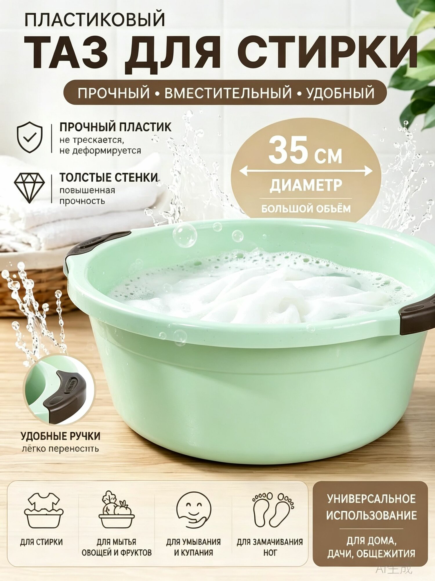 Таз для варки варенья 9.3 л пластик 1 шт, Артикул: 5610236478