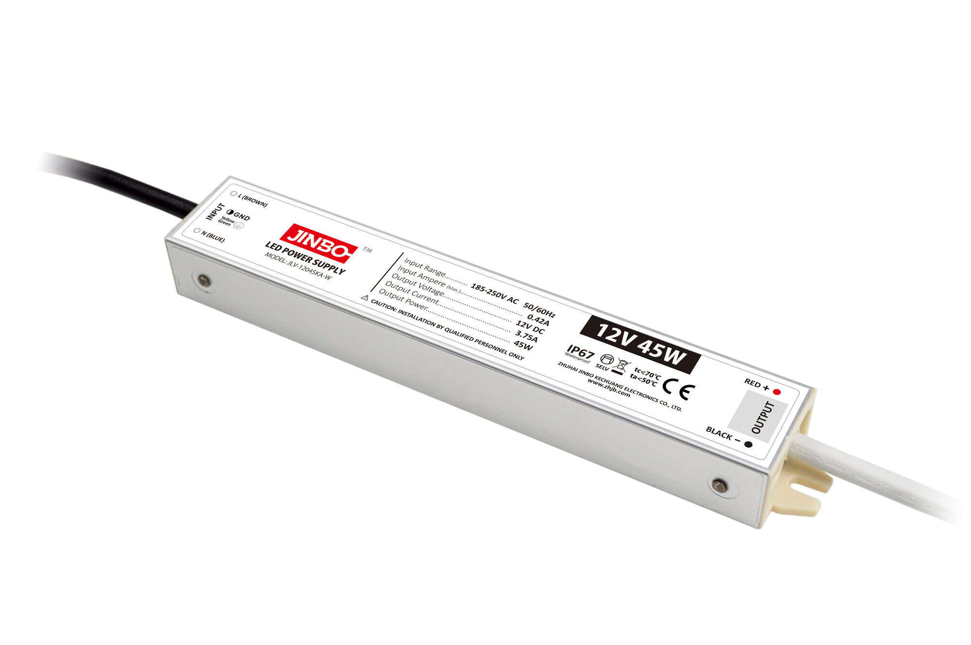 Блок питания для светодиодной ленты 45W 12V IP67 JINBO JLV-12045KA-W профессиональный