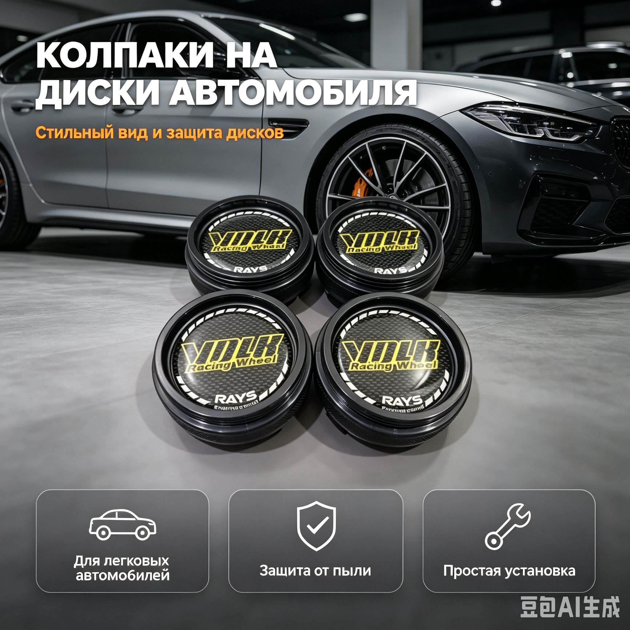 Колпачок обода (66 мм) Колпачок с логотипом Volk Racing Rays Центральный колпачок обода Крышка колеса