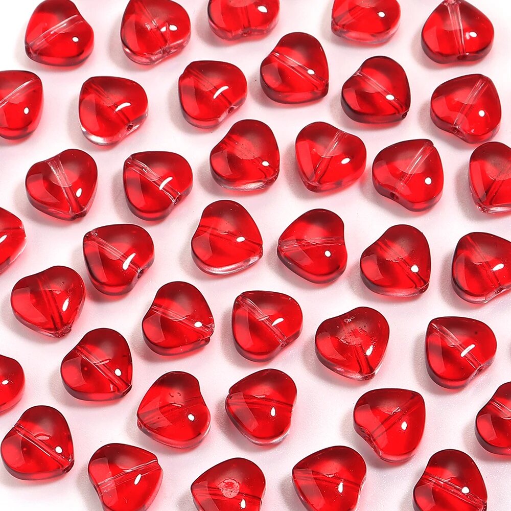 Стеклянные бусины Tiparts сердце 8 мм 50 шт. Красный, Red