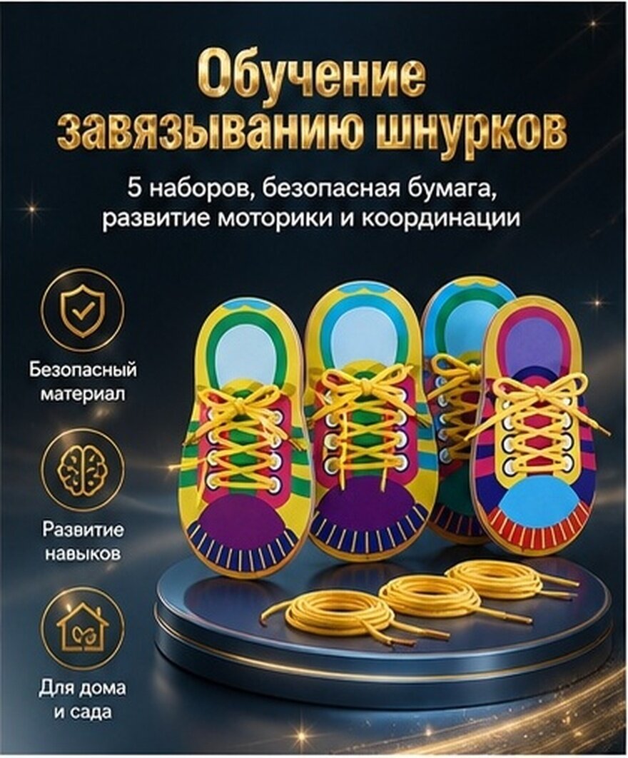 5 Наборов Игрушек Для Развития Моторики Детей Обучение Шнуровке Бумажные Туфли 18.00X10.00X0.10CM