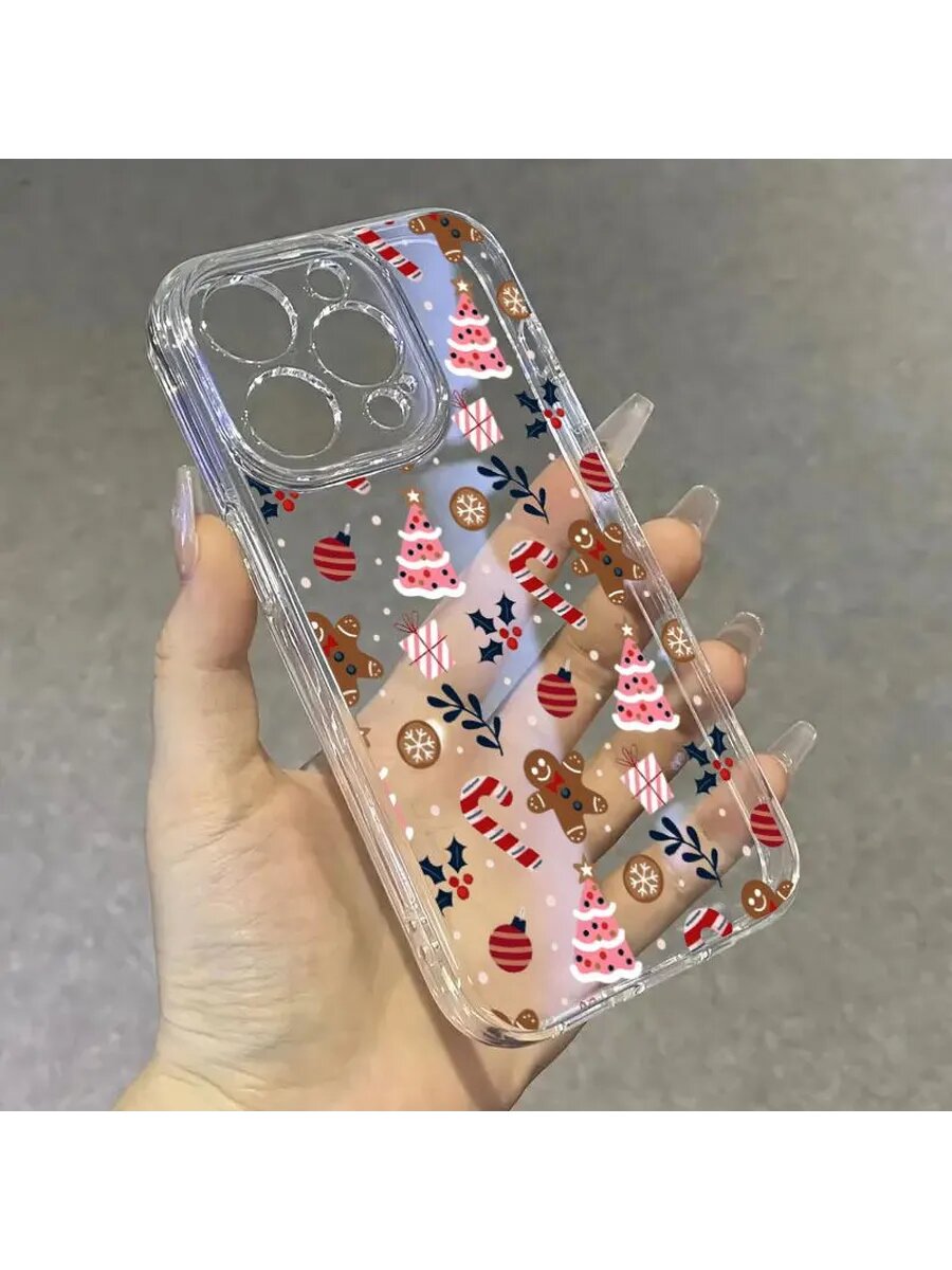 Чехол на SAMSUNG A23 прозрачный с милыми рождественскими