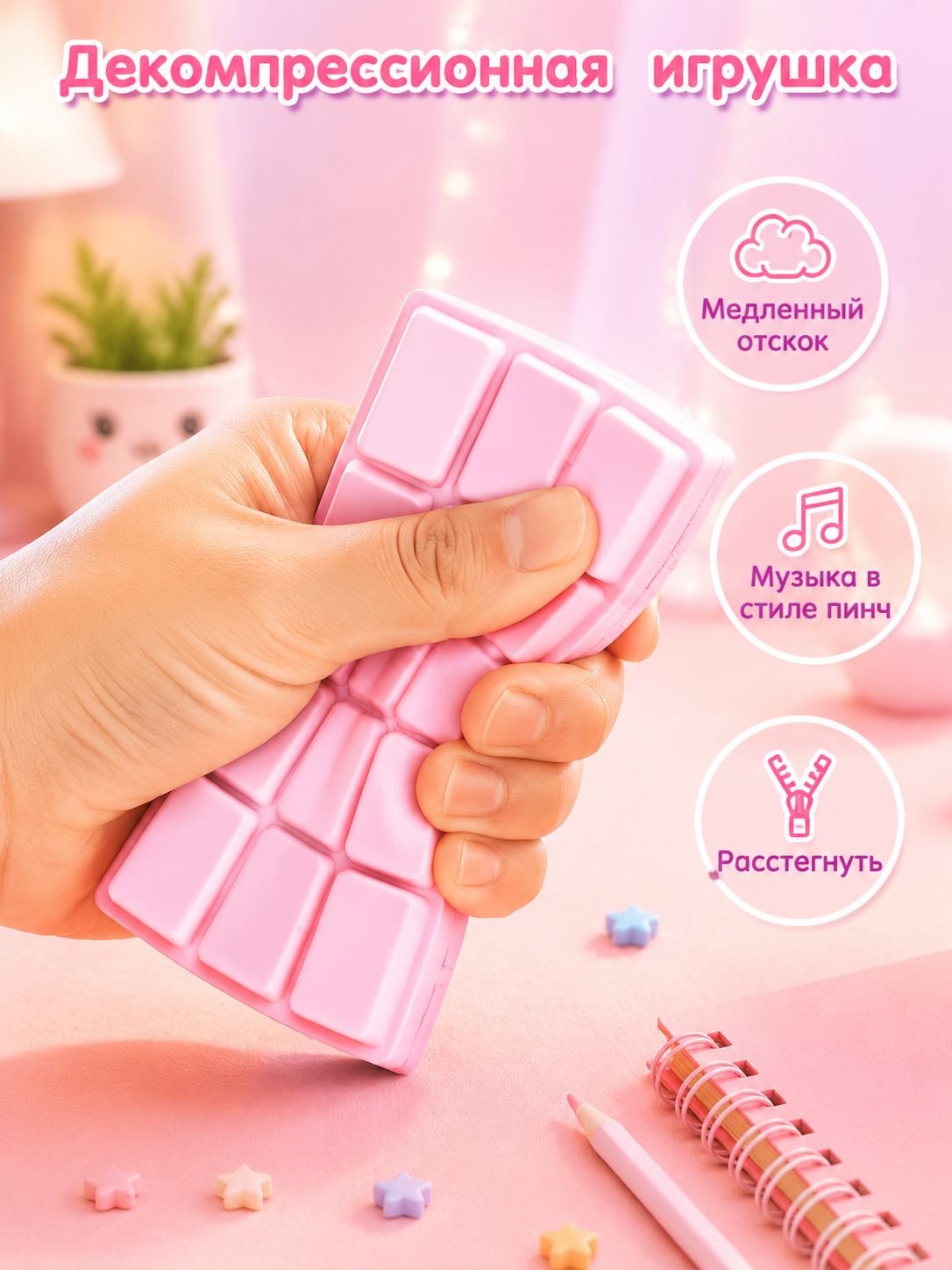 1 шт Мягкая и медленно отскакивающая, антистрессовая игрушка
