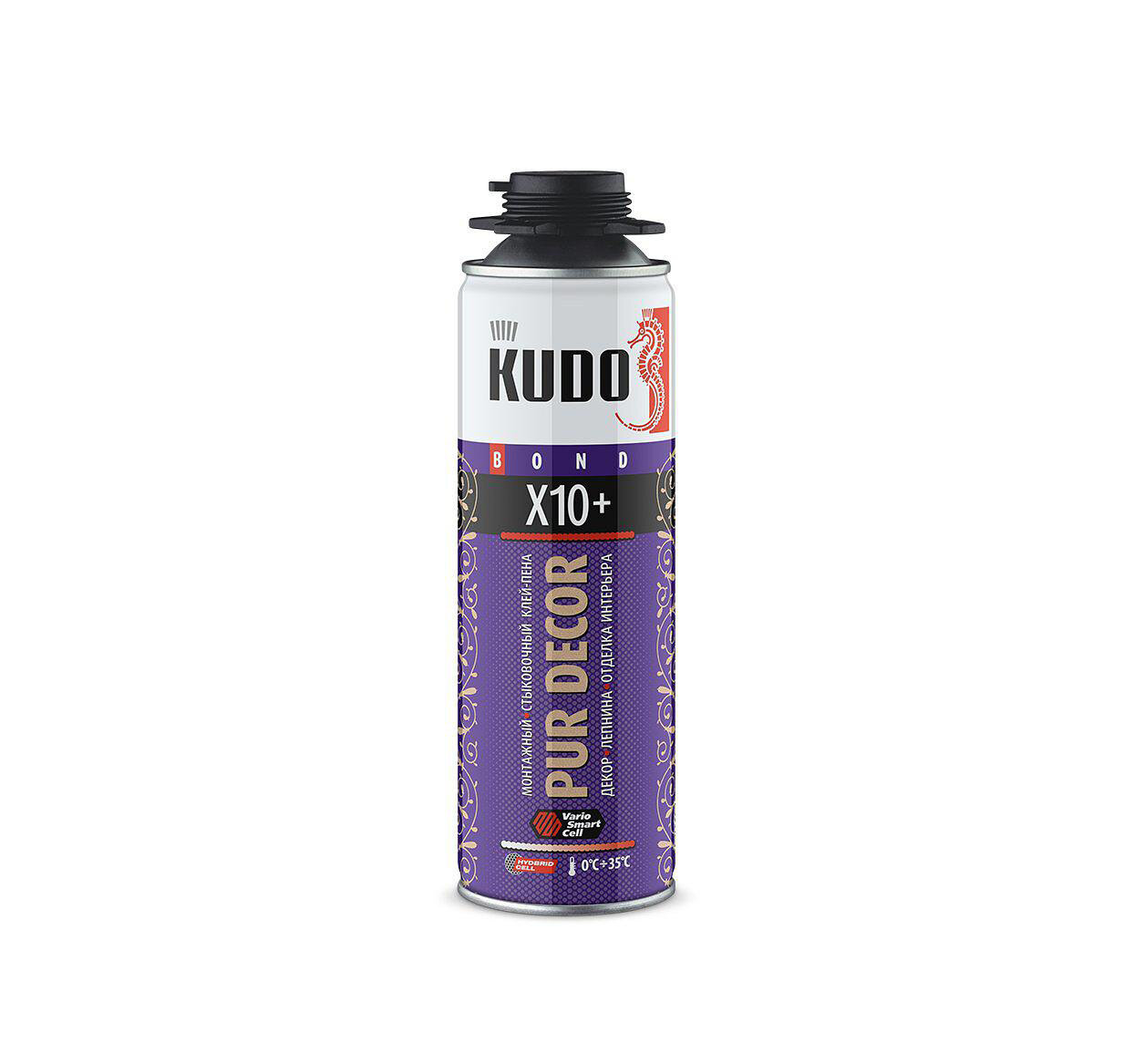 Клей-пена монтажный и стыковочный KUDO PUR DECOR Х10+ 650 мл