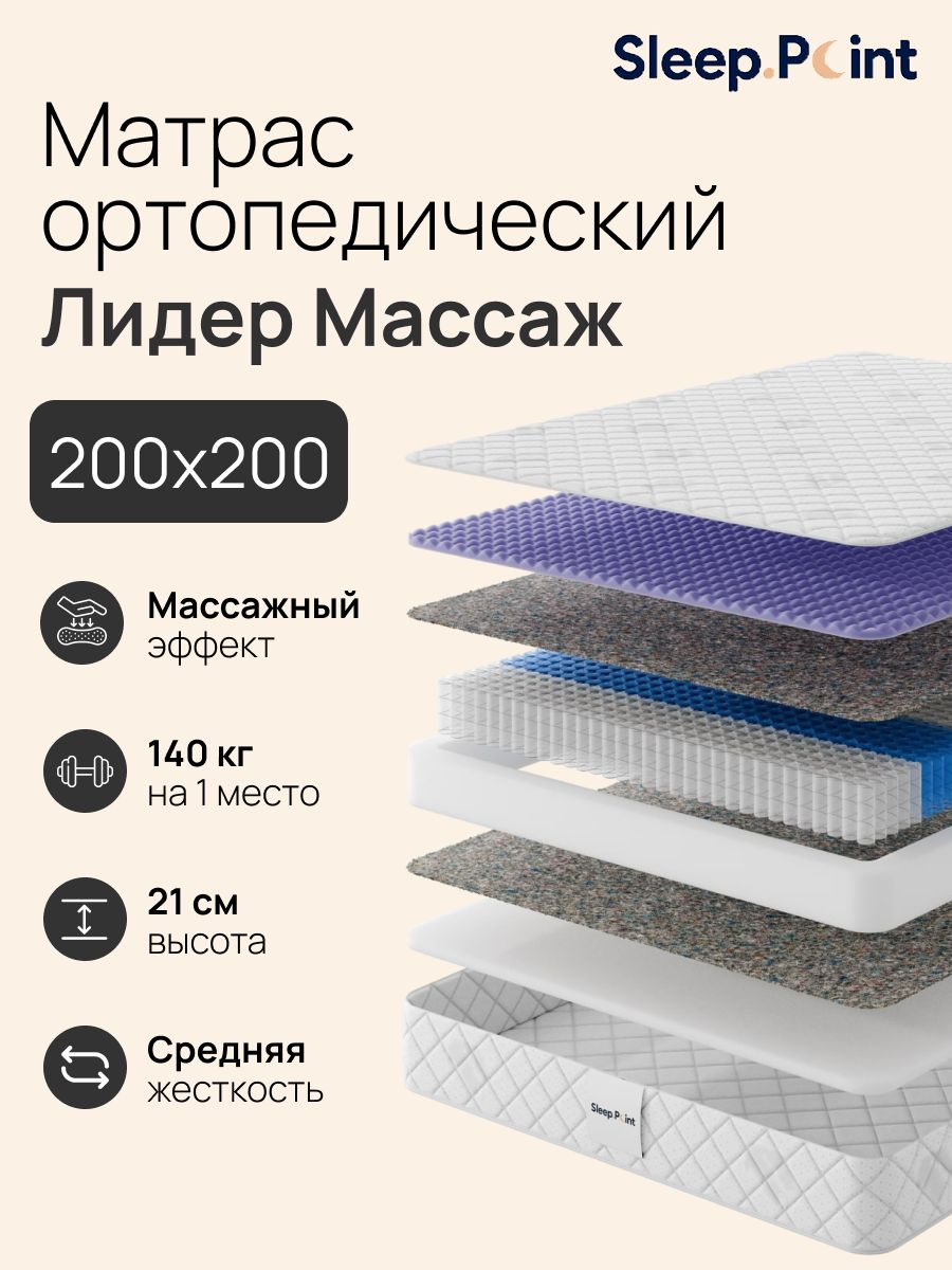 Матрас Sleep.Point лидер массаж 200х200 двуспальный с массажным эффектом