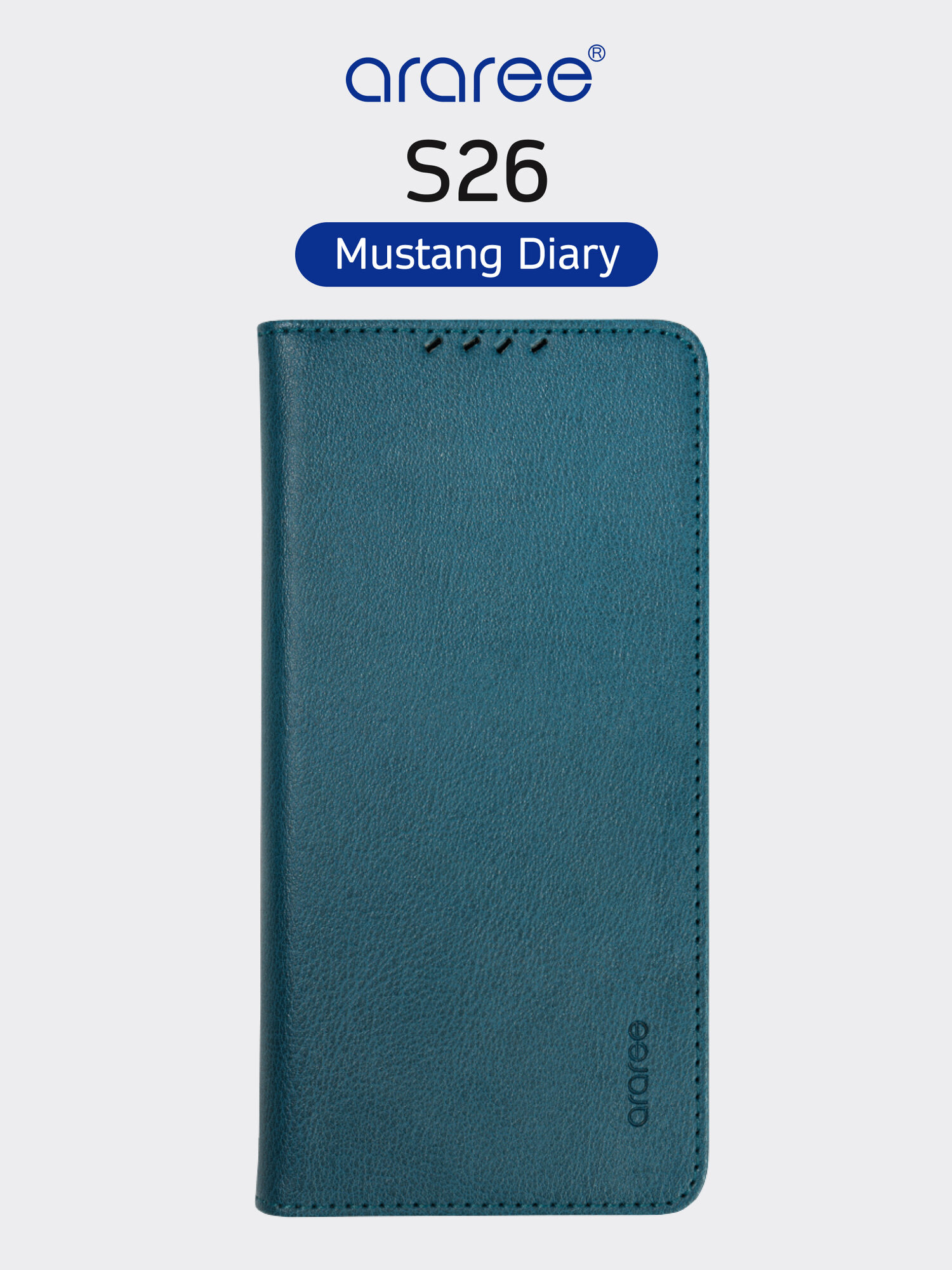 Чехол-книжка на Samsung Galaxy S26 Araree Mustang Diary, искусственная кожа, цвет: синий