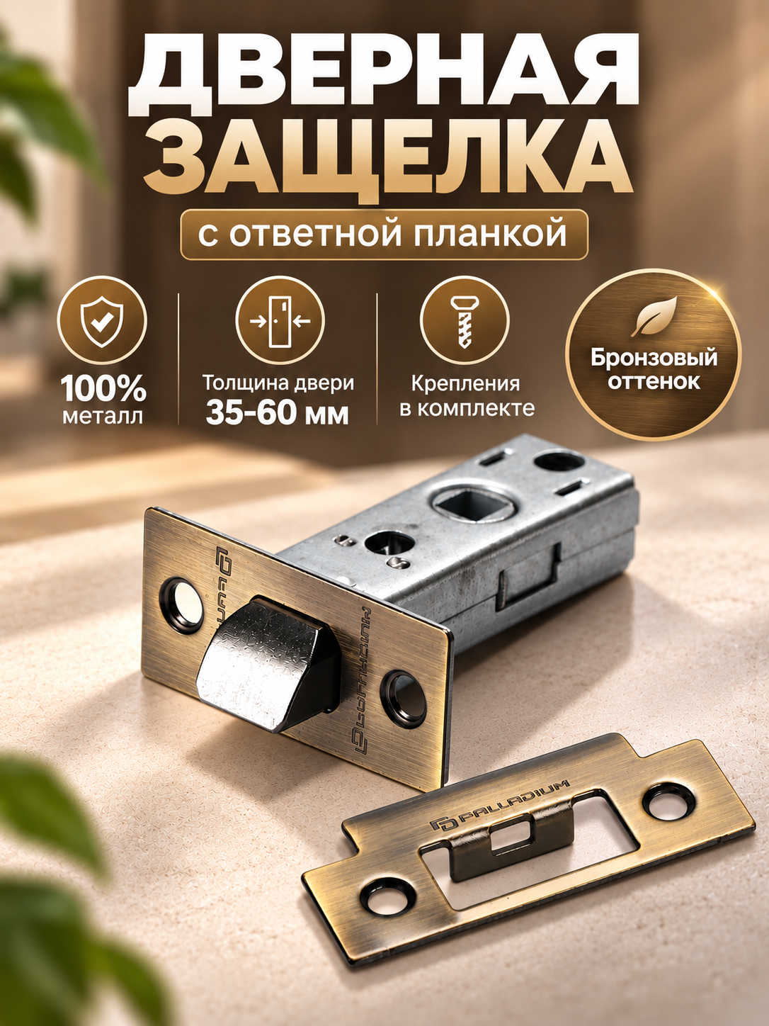 Защелка дверная межкомнатная врезная