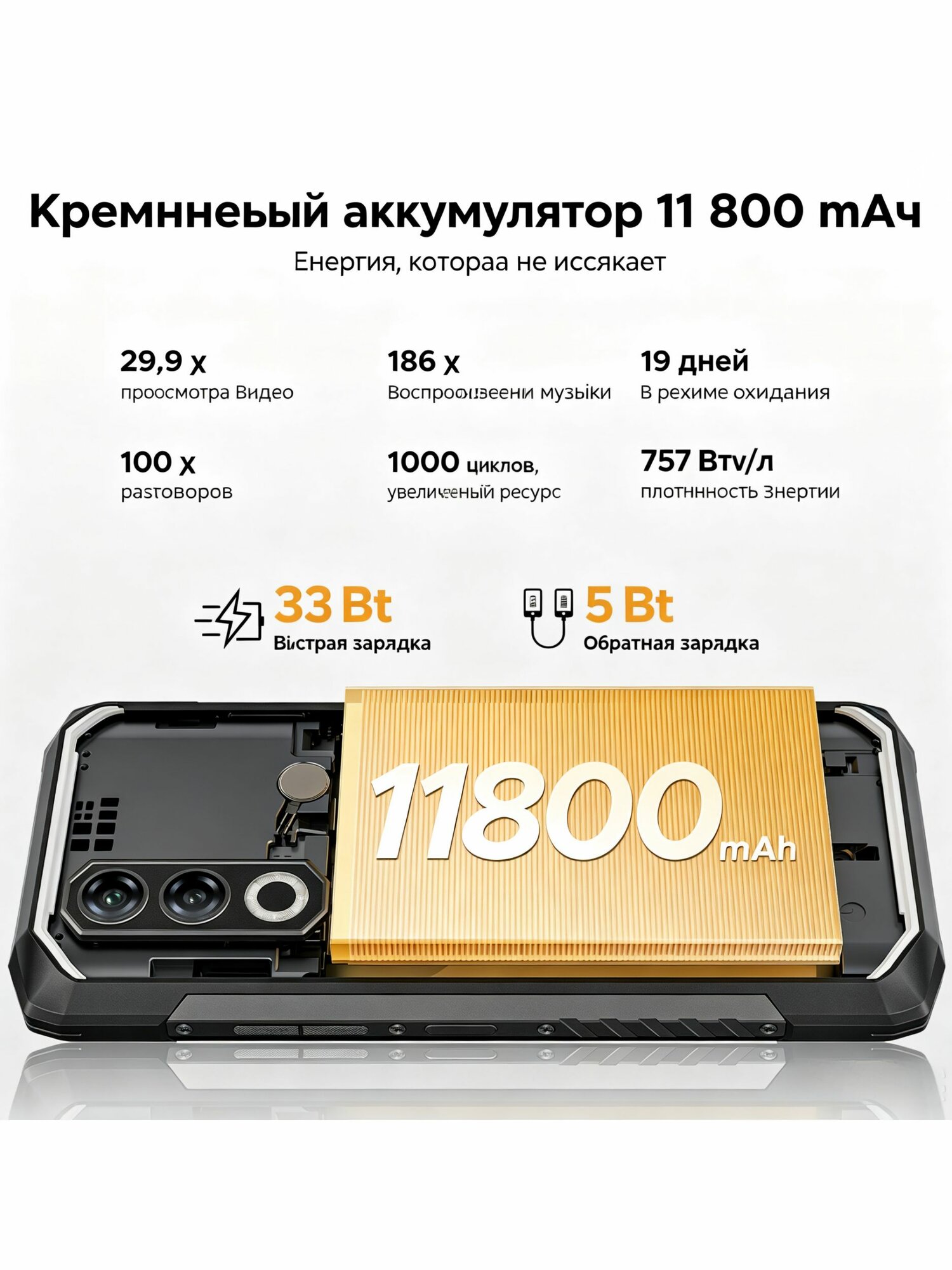 DOOGEE Blade20 Plus, 48/256 ТБ,11800 мАч батарея,6.6" HD+ 120 Гц, Helio G100,50 МП, Android 16, серебристый — фото 1