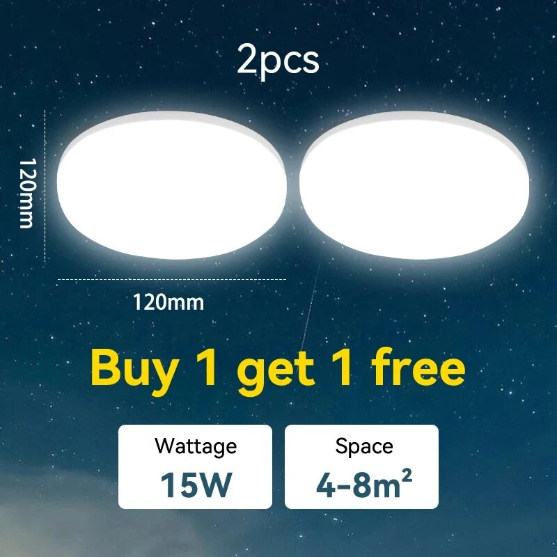 2x Потолочный светильник 15W, Cold White