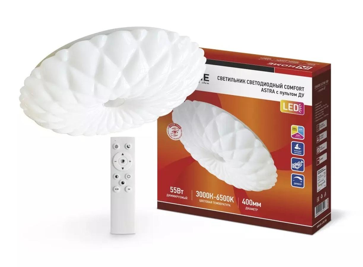 Люстра светодиодная 55Вт IN HOME COMFORT ASTRA 3000-6500K 4400Лм 400x100мм пульт
