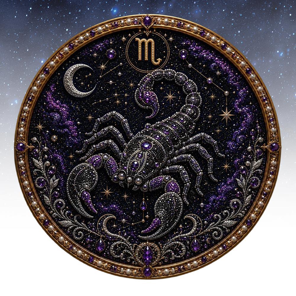 Алмазная мозаика, 12 знаков зодиака, круглая, со стразами, 25 см