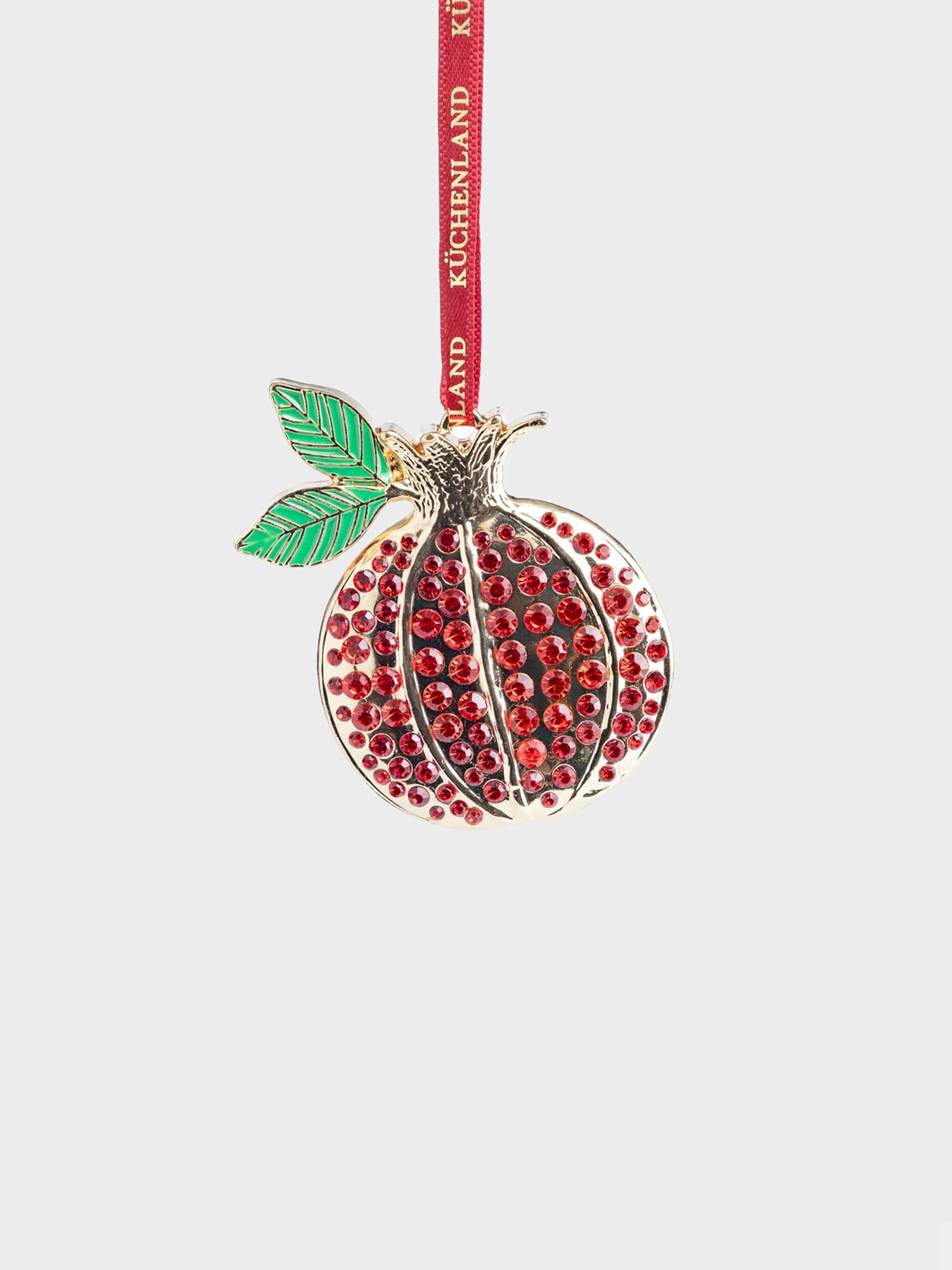 Игрушка елочная, 6 см, металл/стразы, золотисто-красная, Гранат, Fruits