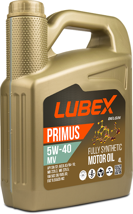 Синтетическое моторное масло Lubex PRIMUS MV 5W-40, 4л