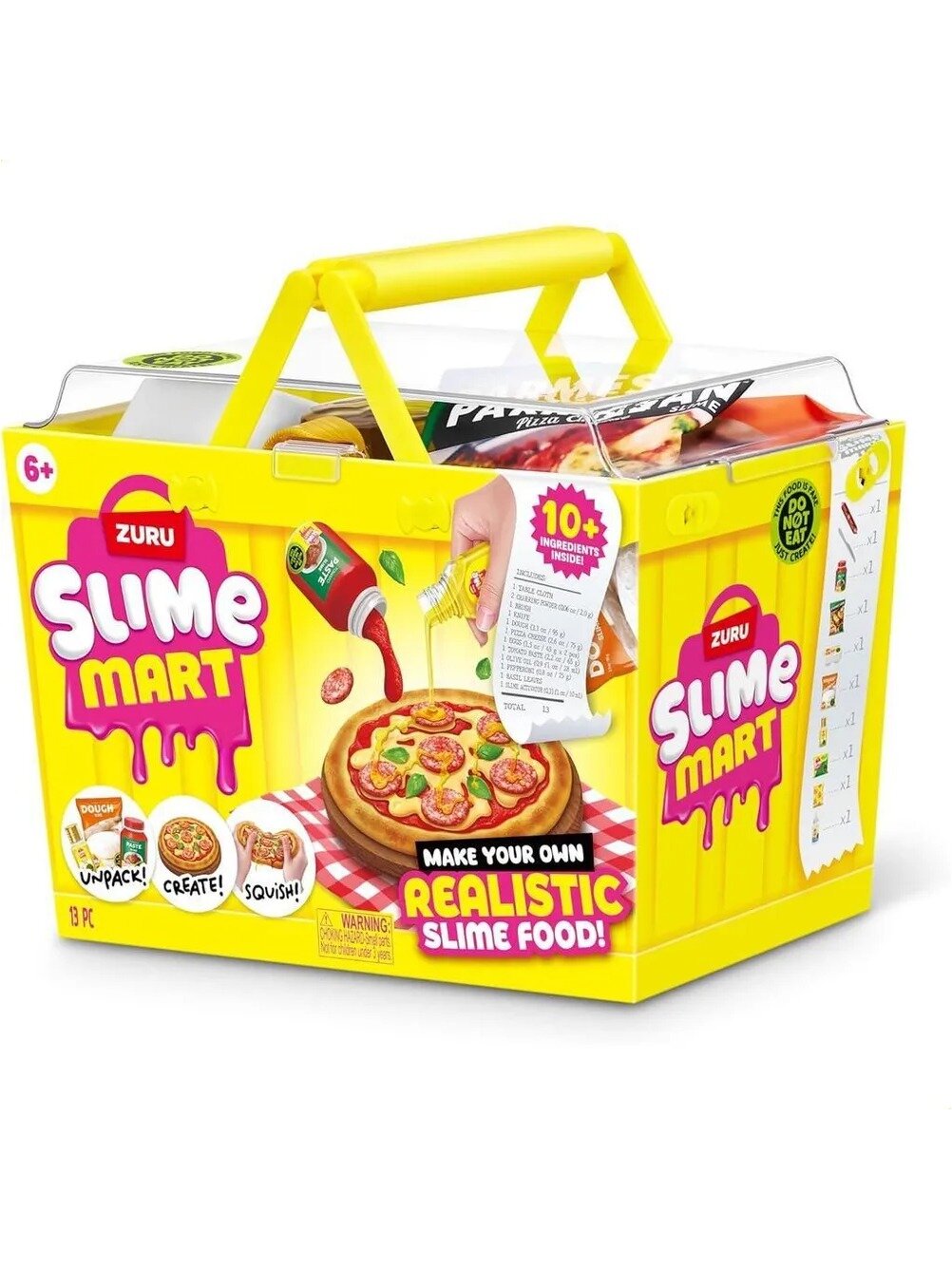 Набор для лепки Zuru Pizza Slime в корзинке для детей от 6 лет, 13 предметов