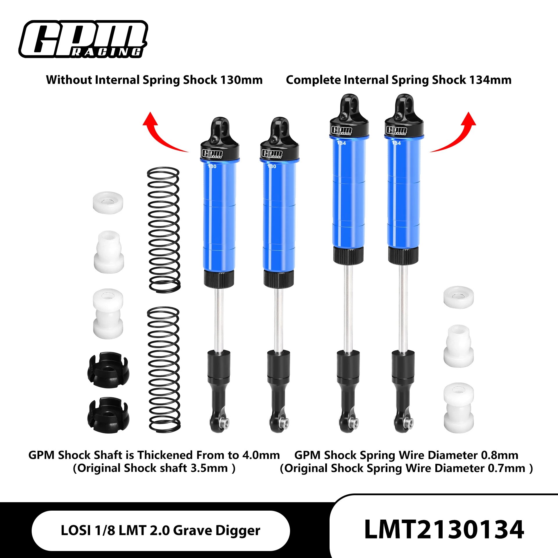 Пружины амортизатора GPM для LOSI 1/8 LMT 2.0 Grave Digger черный