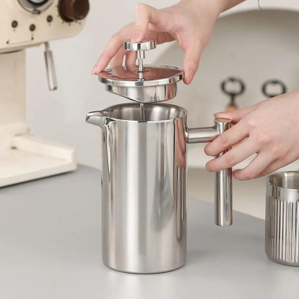 Френч-пресс из нержавеющей стали объемом 350/600/800/1000/1500 мл Silver-600ml