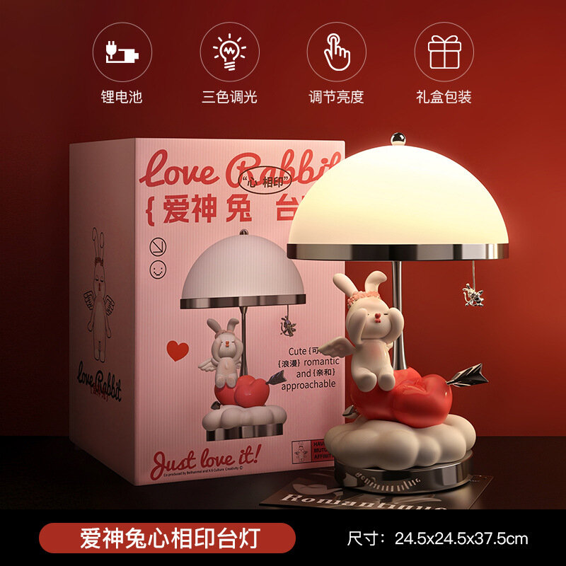 Настольная лампа Behamme Cute Cupid Rabbit для спальни, прикроватная тумбочка, создающая теплую атмосферу, декоративный элемент, подарок для девочки