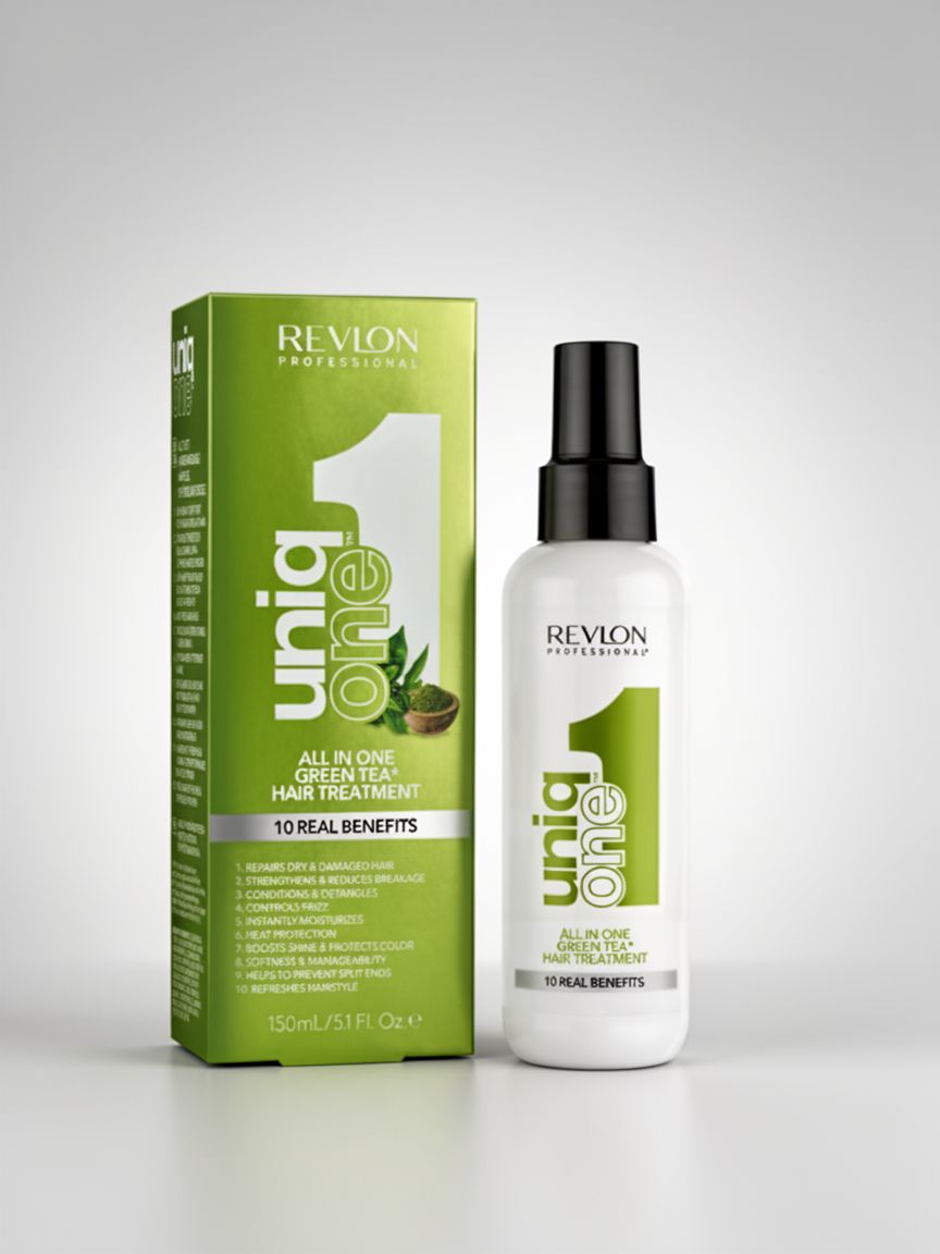Маска-спрей несмываемая для волос с ароматом зелёного чая Revlon Professional Uniq One All in One Green Tea, 150 мл