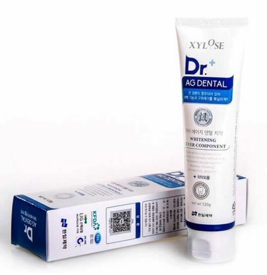 Hanil Xylose Dr. + AG Dental Whitening Silver Component Зубная паста отбеливающая с серебряным компонентом, 120 гр