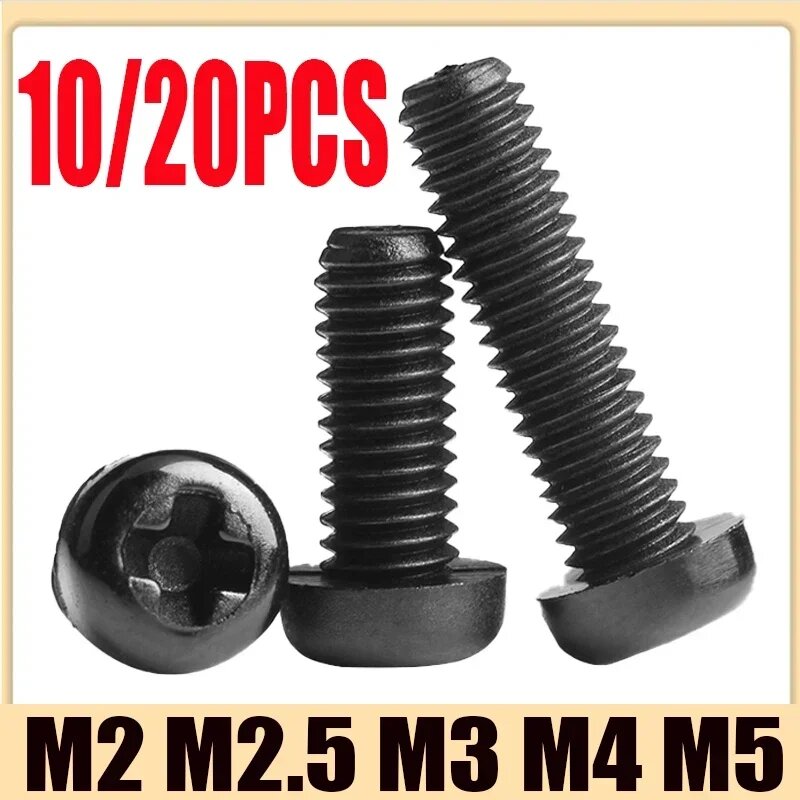 Набор нейлоновых винтов Phillips черных M2/2.5/3/4/5 M2.5x12mm, 10pcs