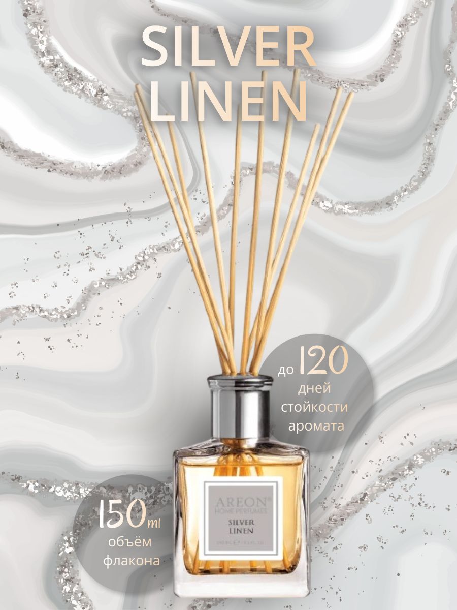 Диффузор для дома с палочками / ароматизатор Areon Silver Linen, 150 мл
