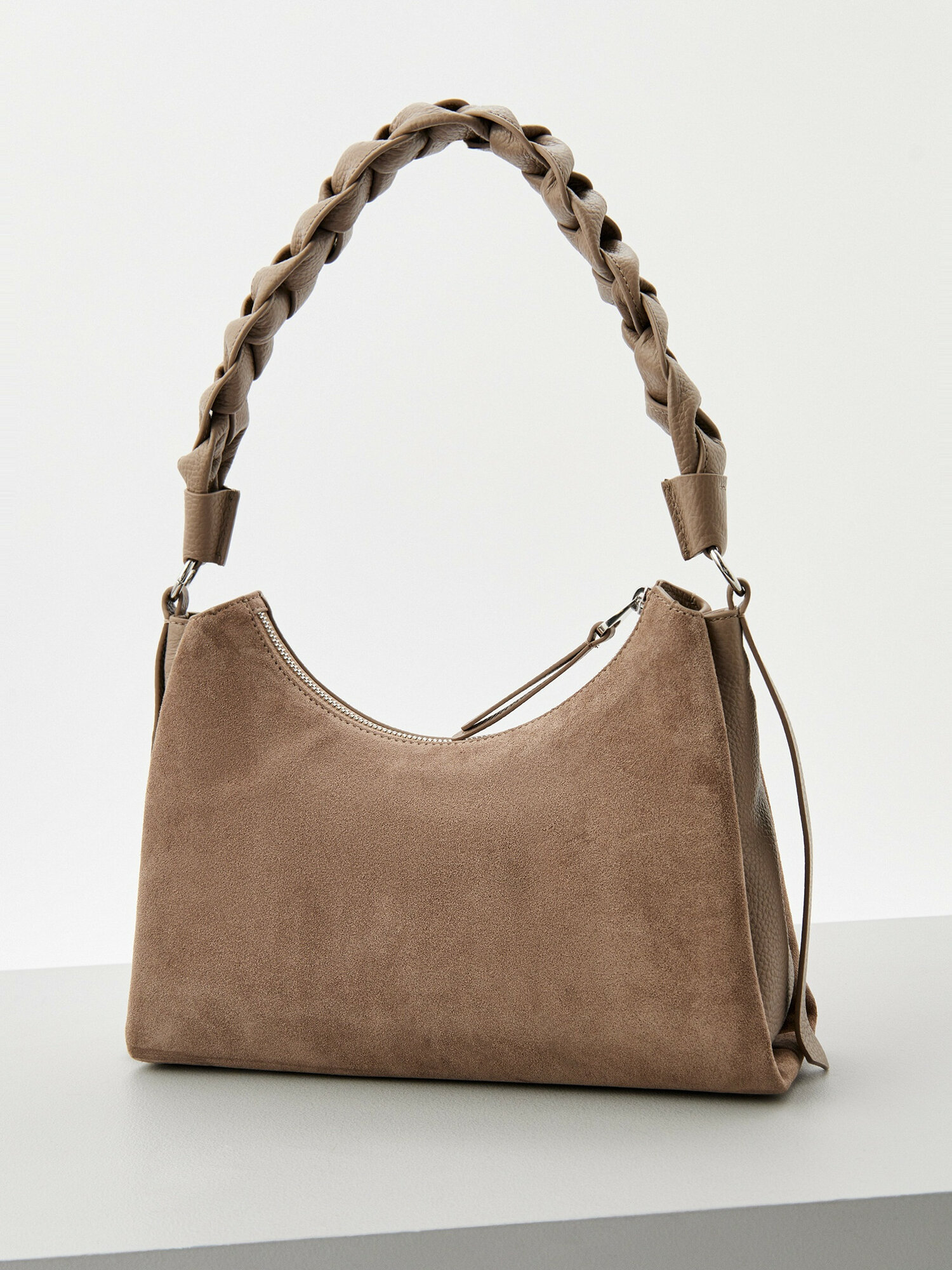 Сумка хобо COCCINELLE BOHEME SUEDE, фактура зернистая, матовая, бархатистая, бежевый — фото 1