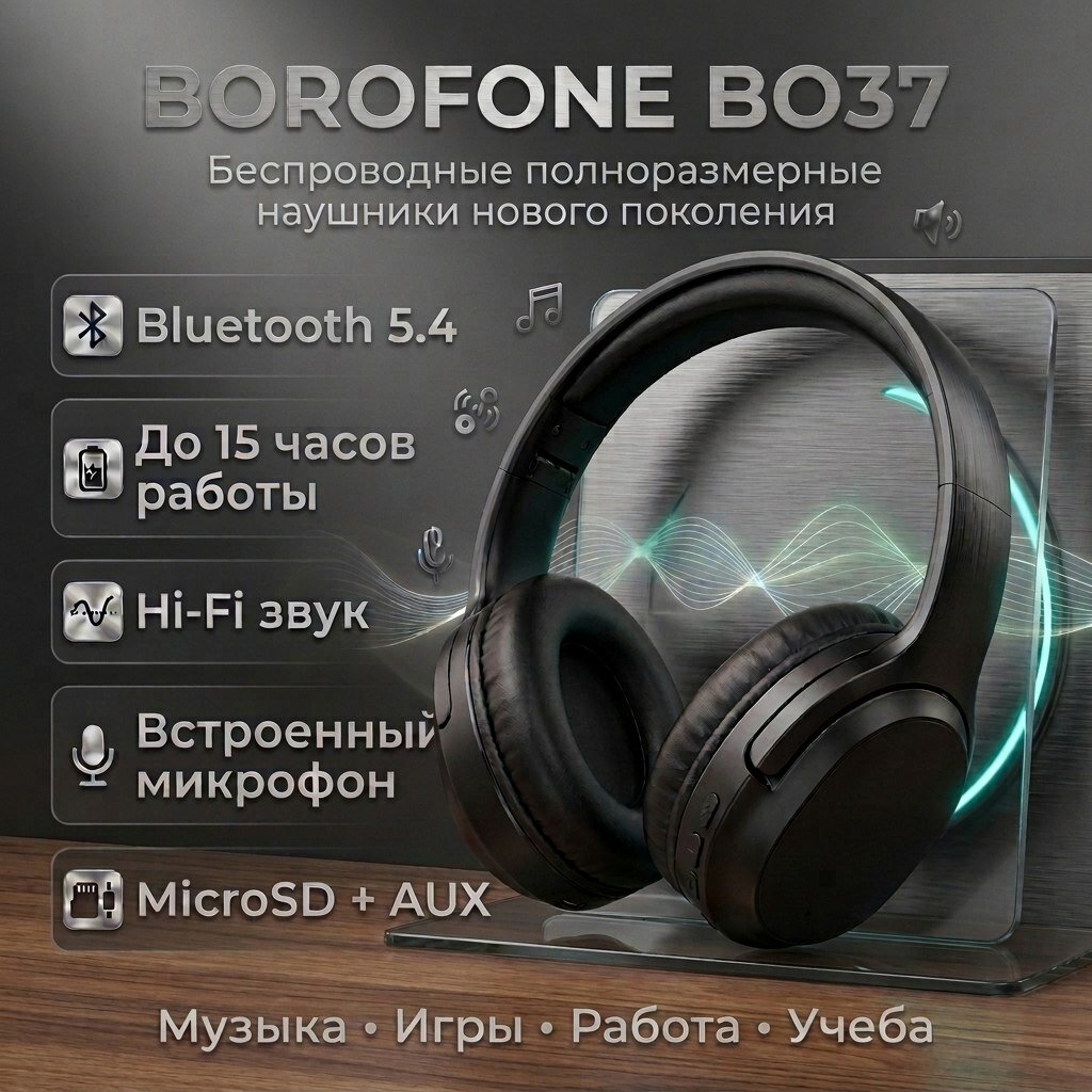 Наушники с микрофоном Borofone BO37 черные