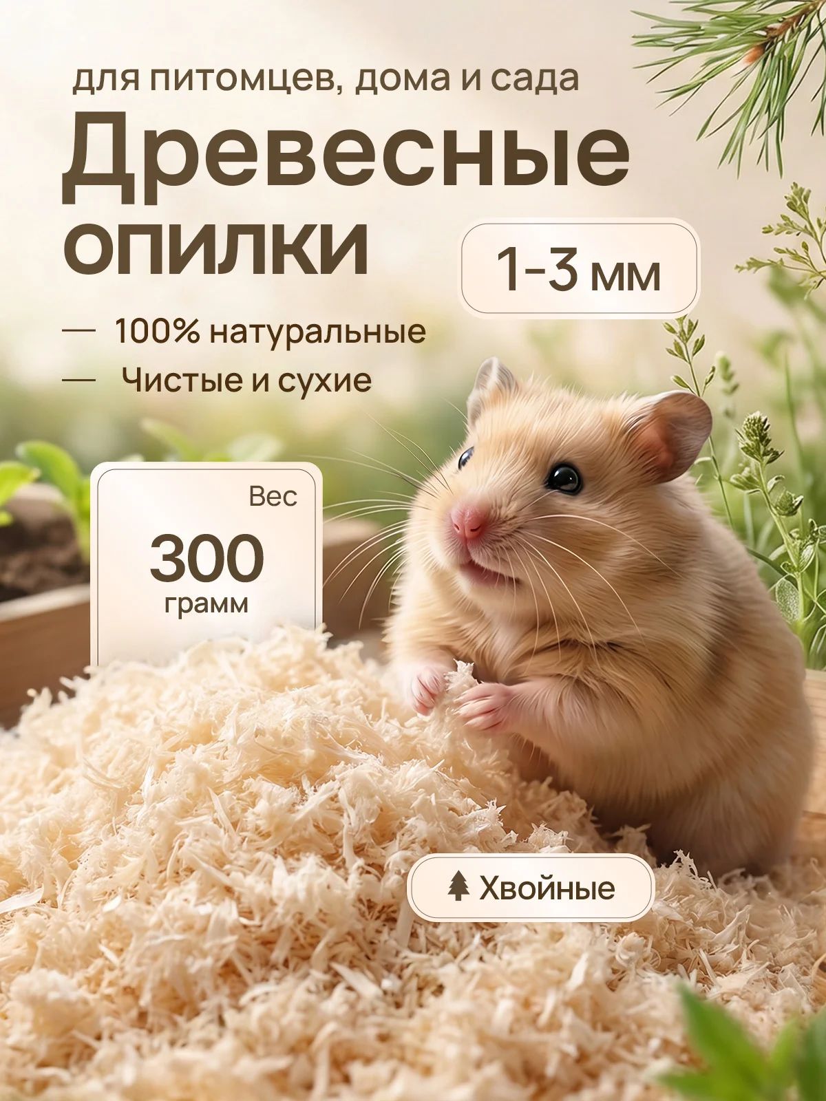 Наполнитель Древесный Впитывающий Древесный 300г.