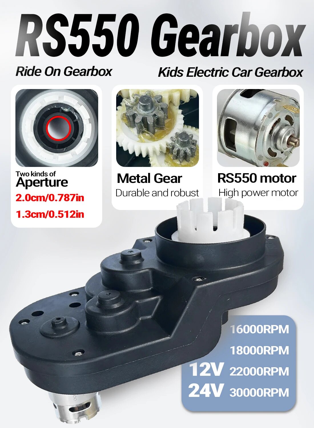 Детский мотор-редуктор RS555 24V 30000RPM