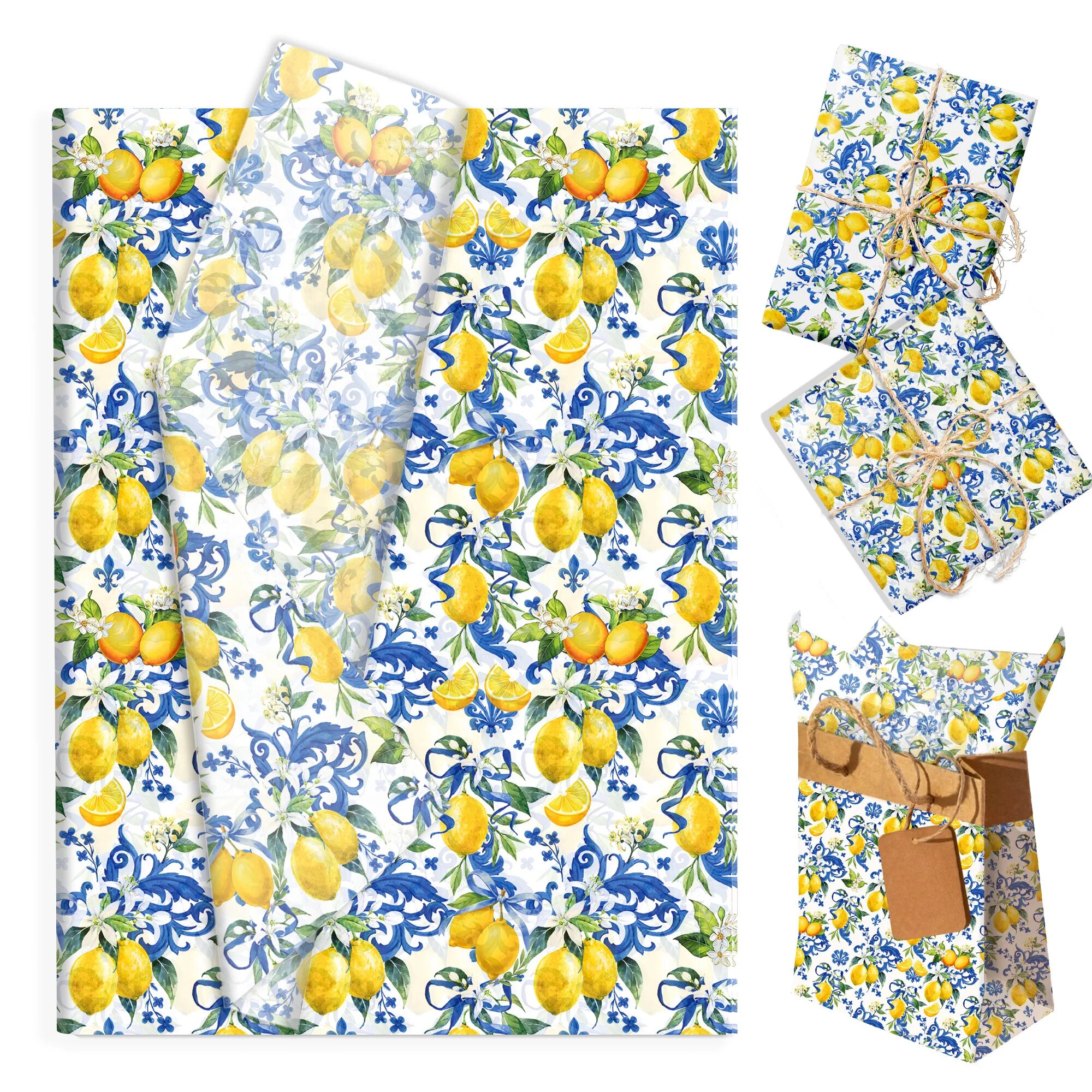 Подарочная бумага с лимоном 20/50 шт. 20pcs, Lemon-WX350