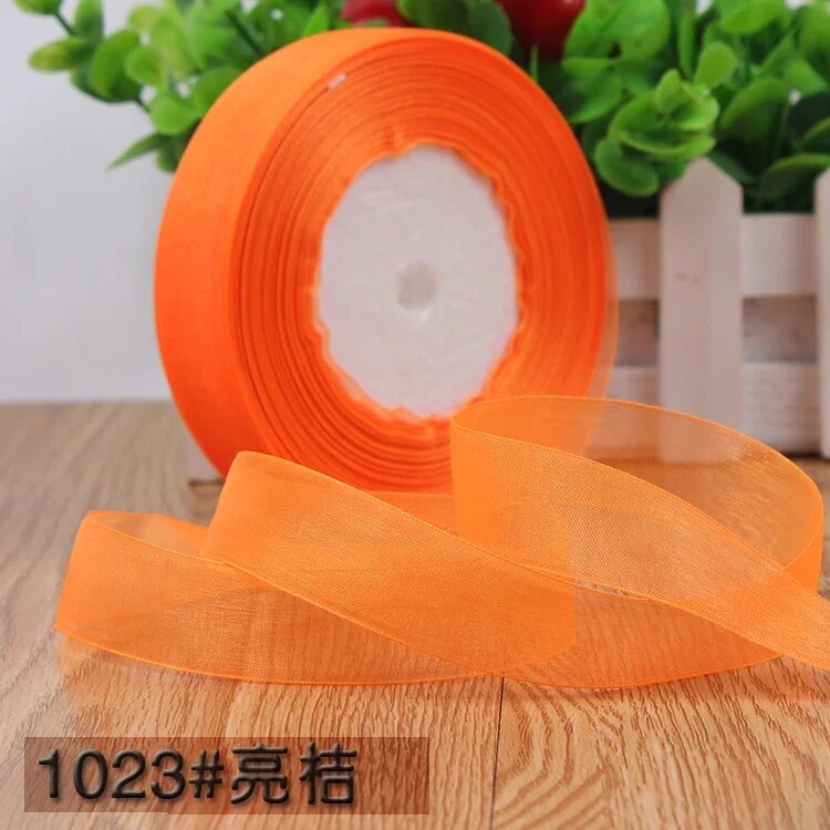 Лента органза Wusmart 2 см 45 метров Оранжевый, Bright Orange