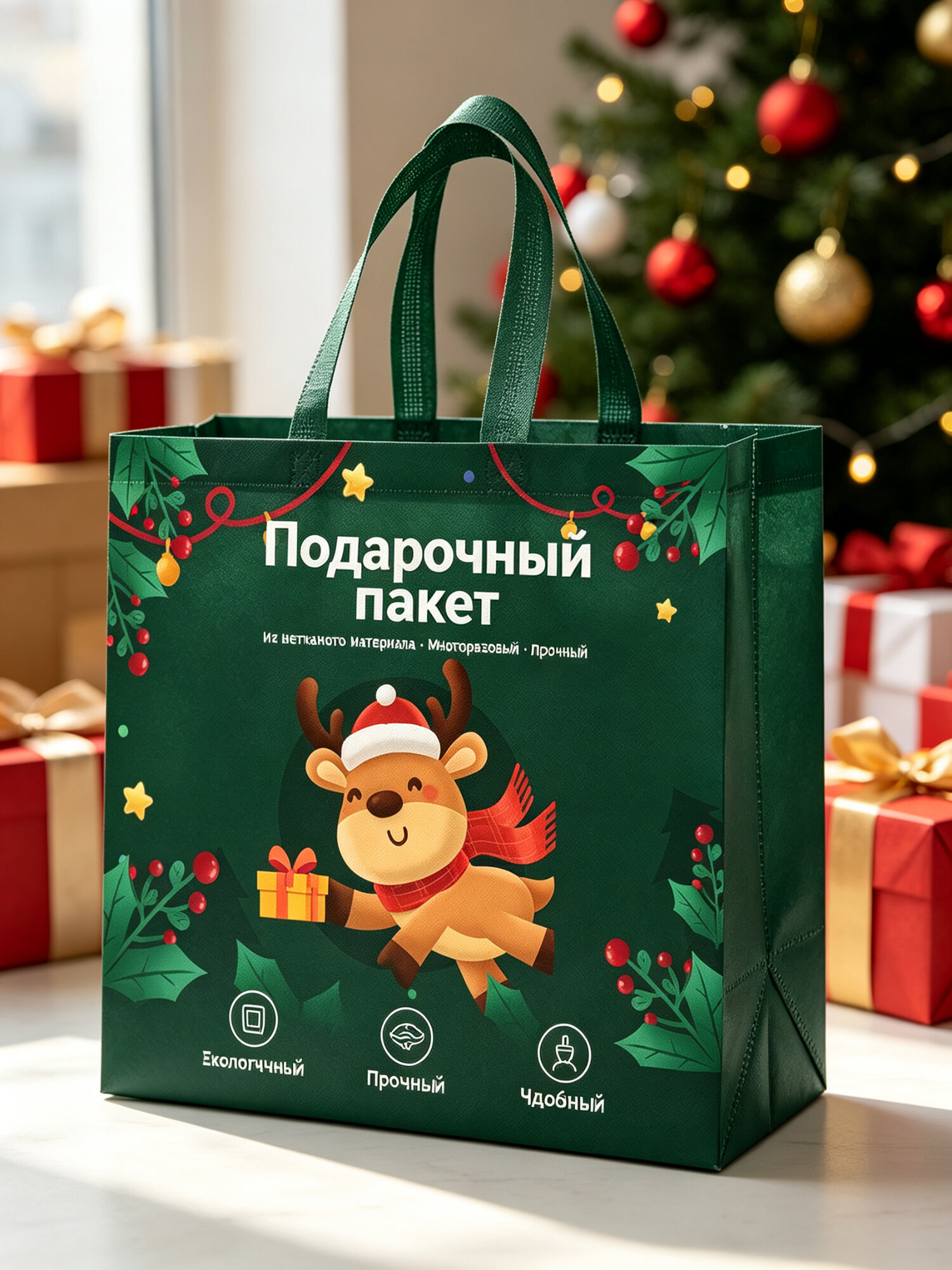 Подарочный пакет из нетканого материала, многоразовый мешок для подарков