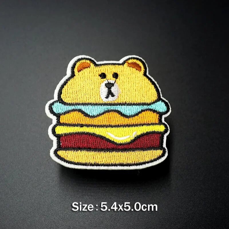 Нашивка Line Friends Бургер с Медведем, 5.4x5.0 см, Желтый