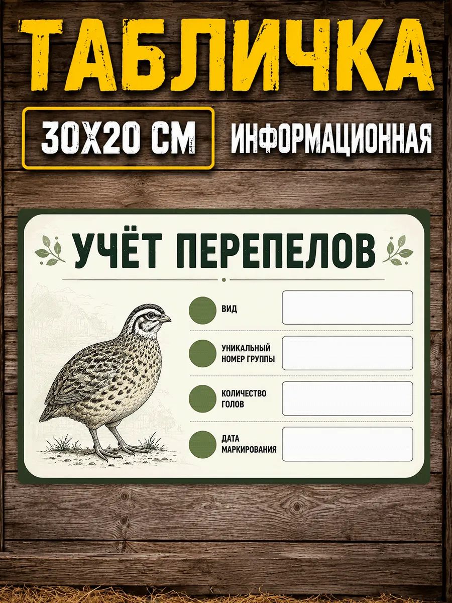 Информационная табличка для учета перепелов