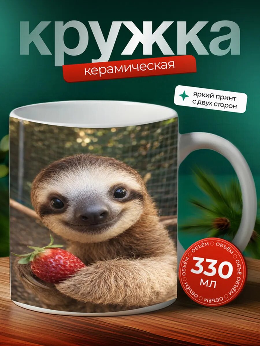Кружка Ленивец животное 2,
