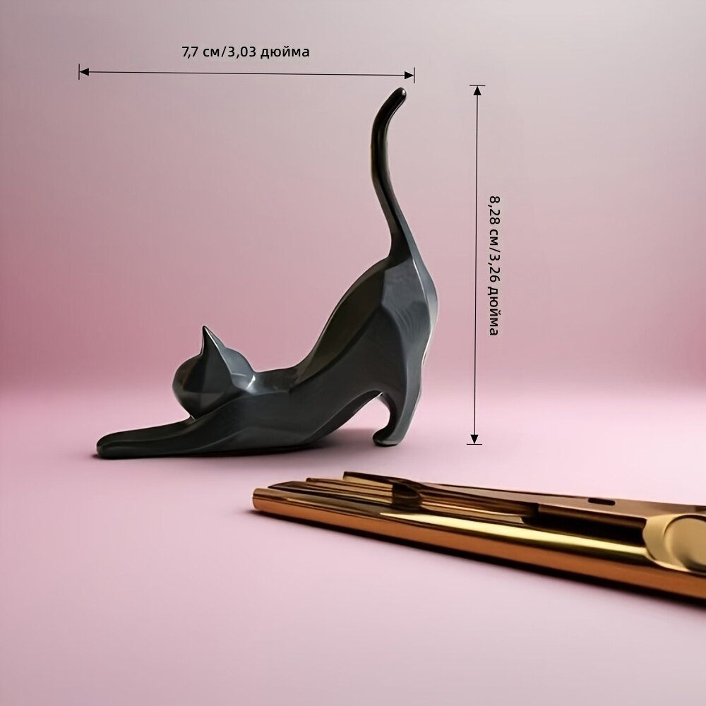 Подставка для колец в виде статуэтки кота, минималистичная, 3D-печать, черный цвет
