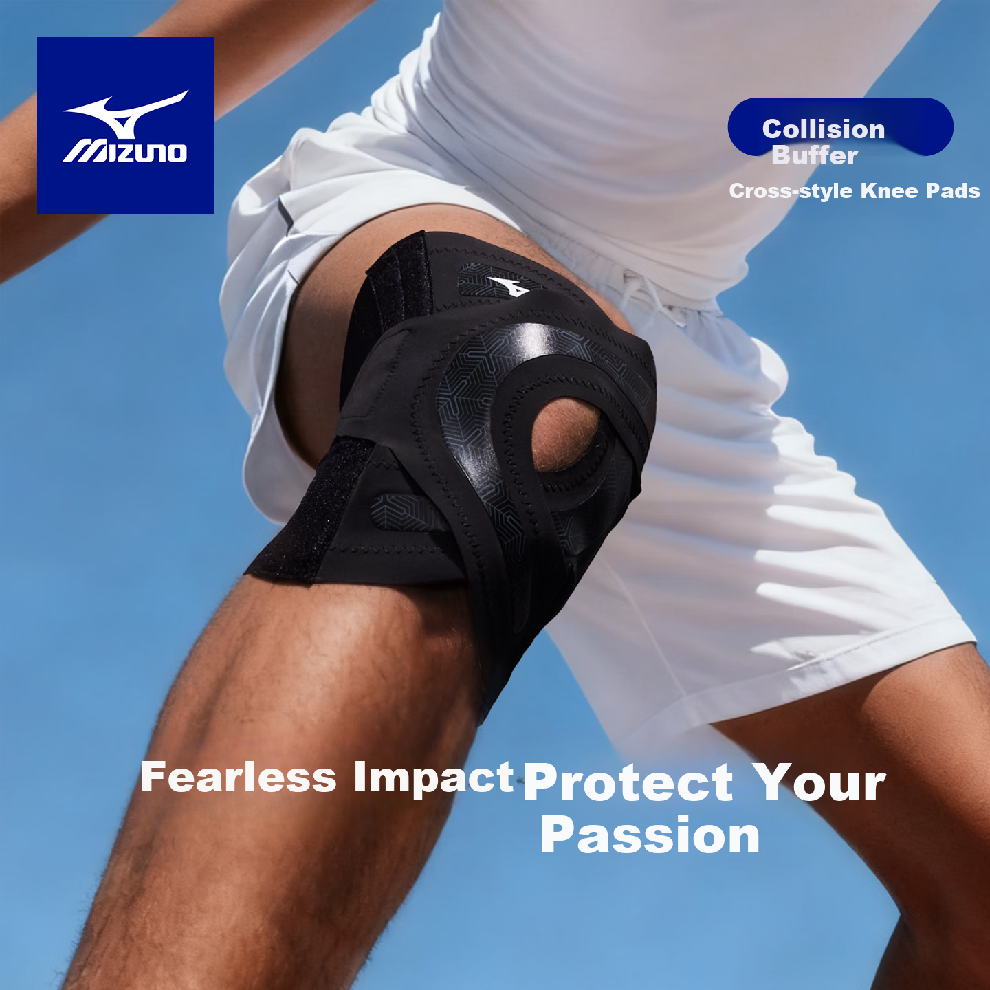 MIZUNO Кинжальный брекет профессиональная защита для бега, горных походов, баскетбола и травм мениска C594 черный