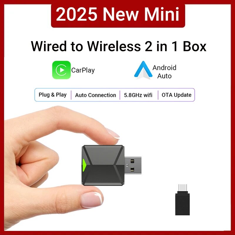 Мини-адаптер 2-в-1 Для CarPlay И Android Auto Wireless 5 ГГц WiFi5 grey mini I