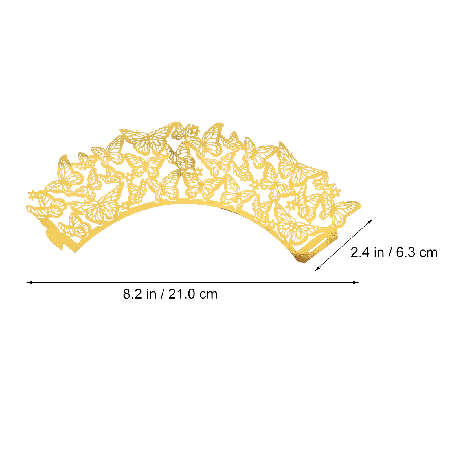 50 Штук Бумажные Обертки Для Торта С Вырезом В Forme Бабочек Золотой 21X5X0.1Cm