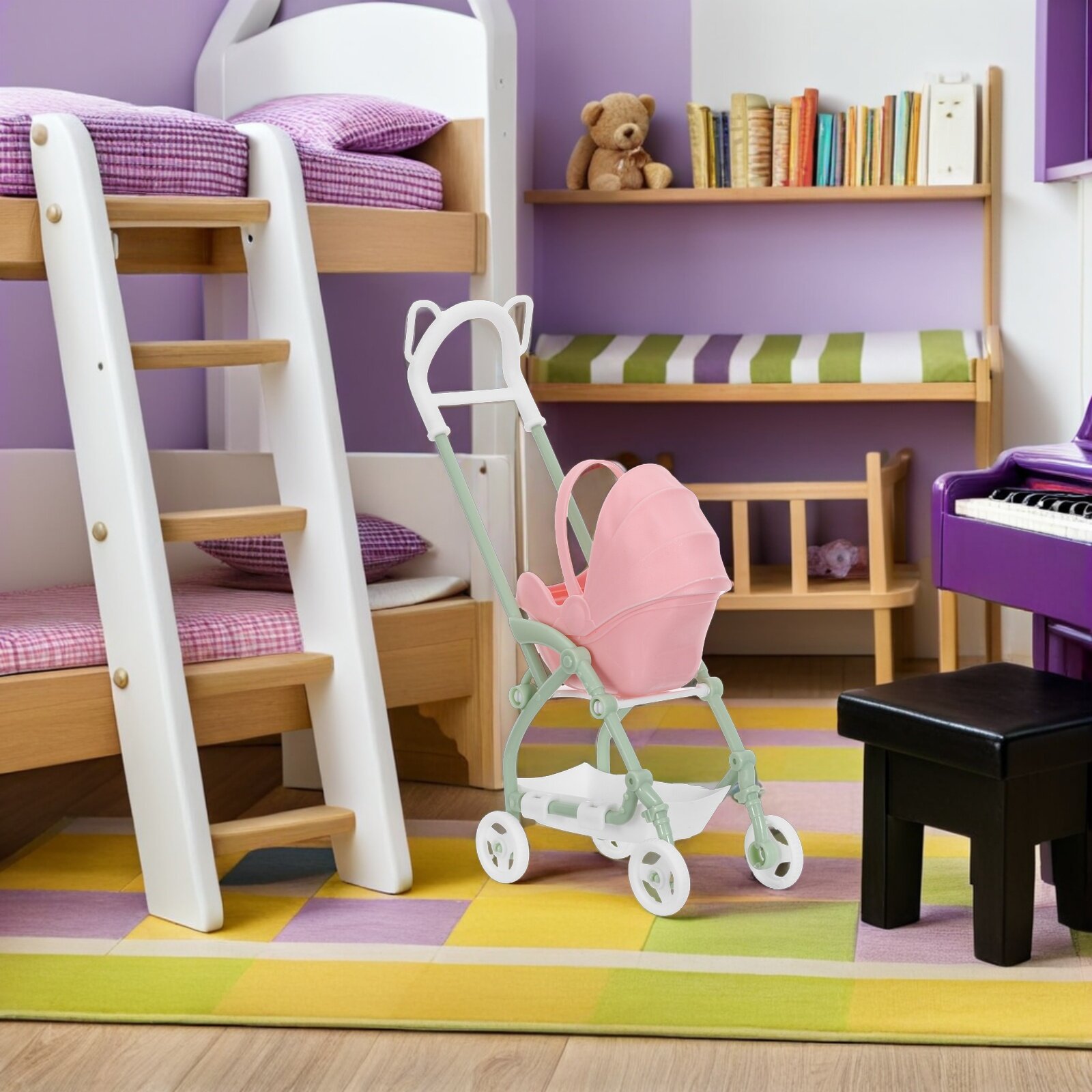 Миниатюрная пластиковая детская игрушечная коляска для игр дома, 2 шт