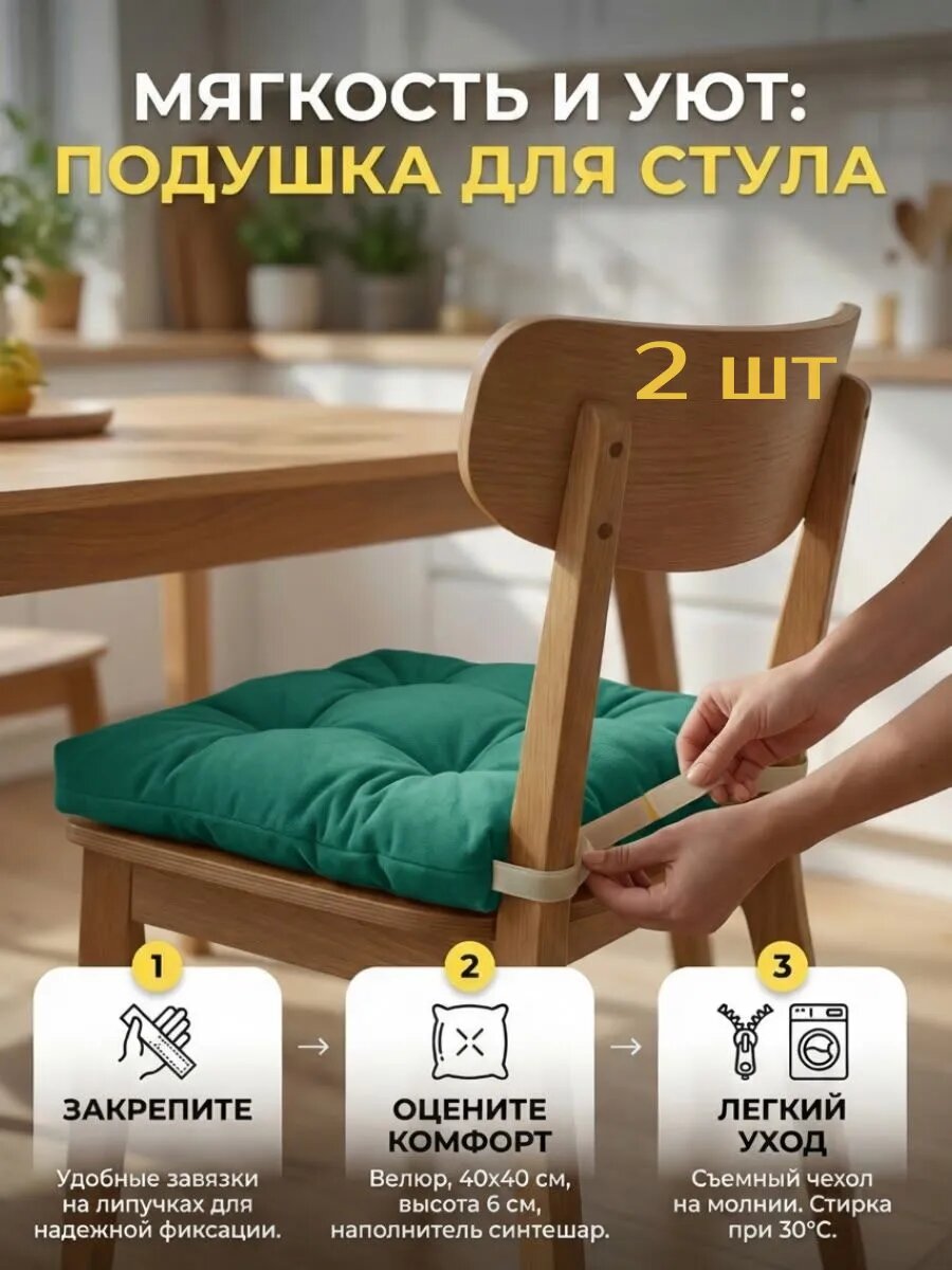 Подушка на стул 40х40 декоративная 2 шт