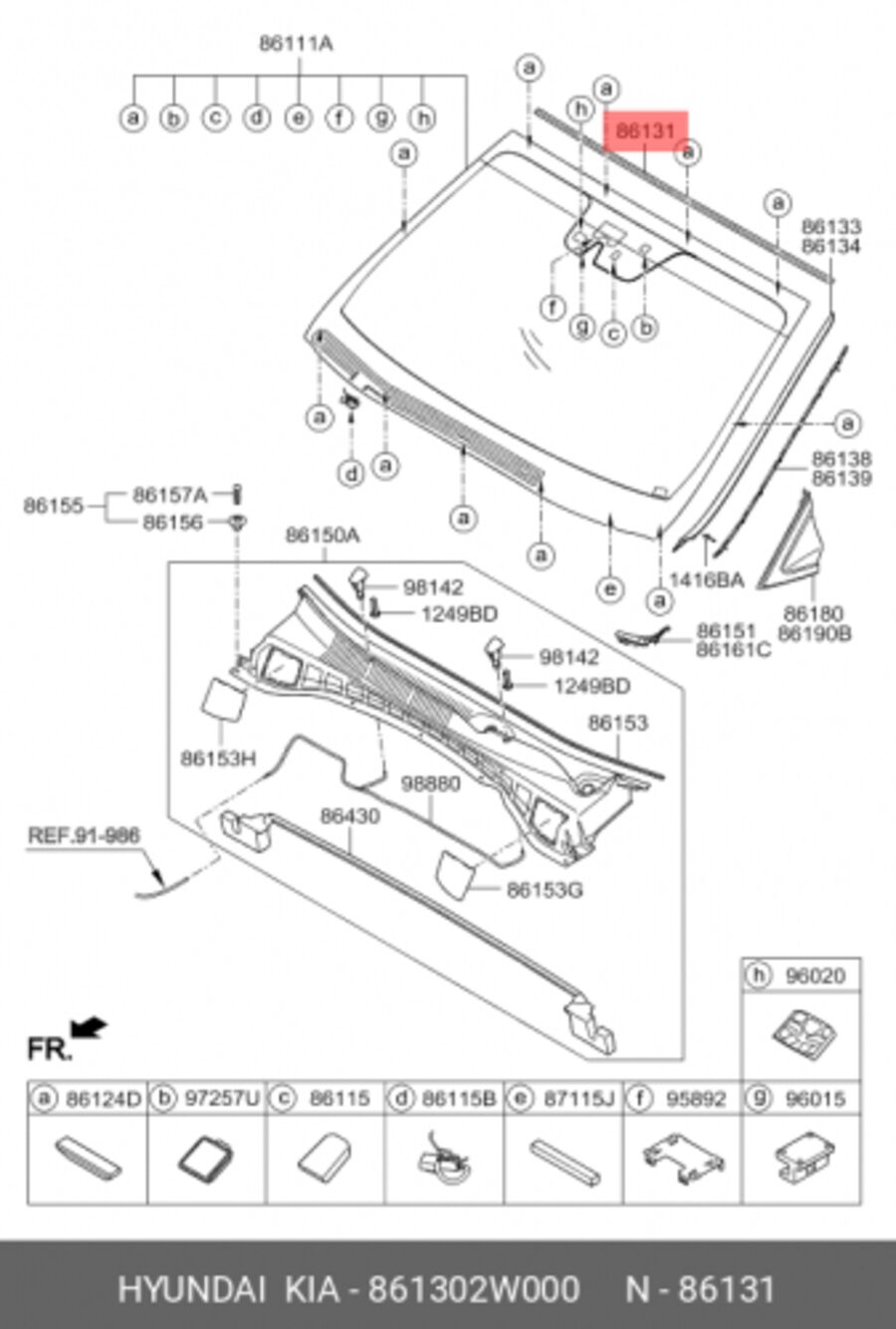 Уплотнитель стекла org (Hyundai/Kia 861302W000)