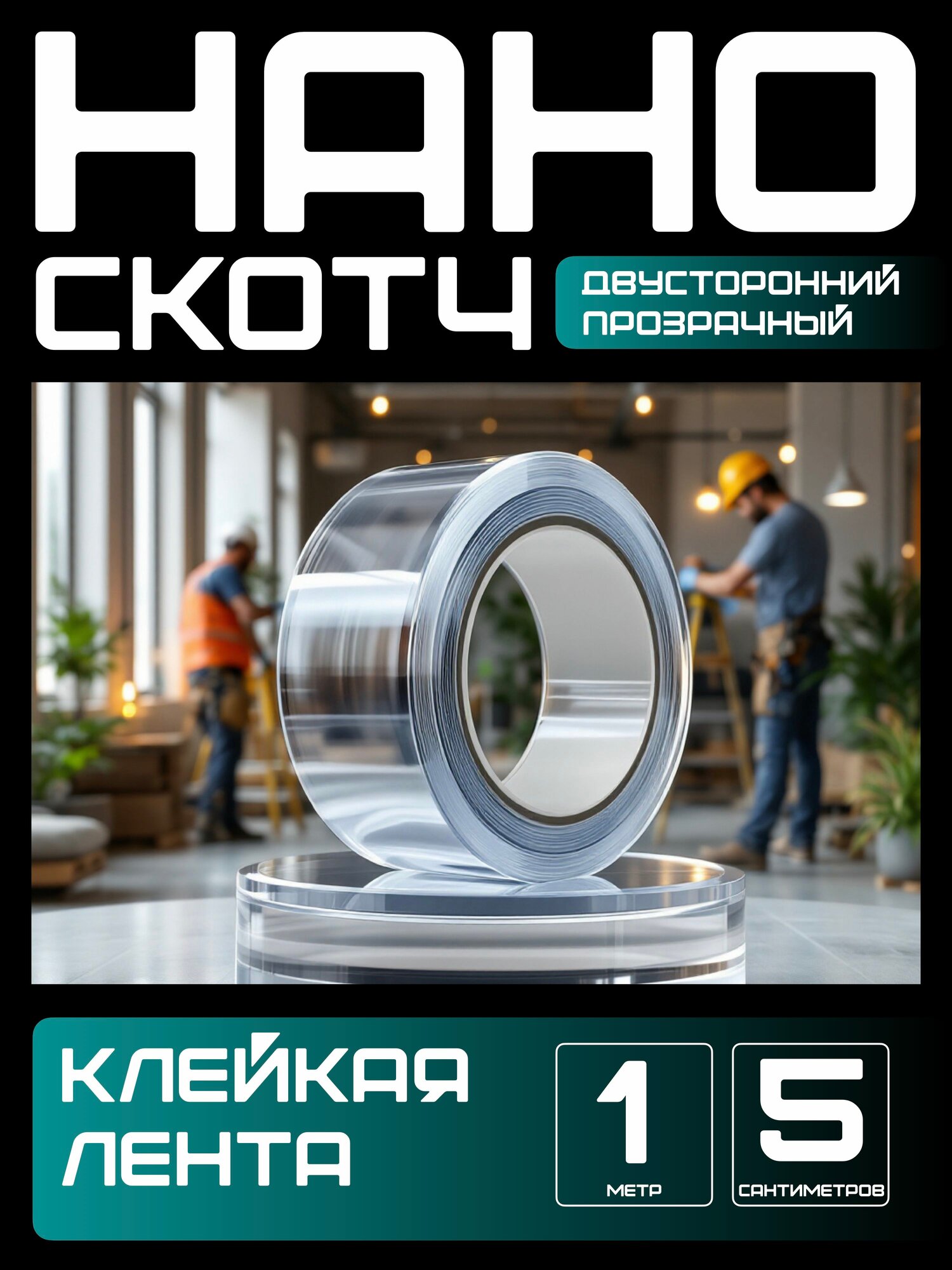 1м-5см нано лента двусторонняя прозрачная клейкая. Скотч водостойкий, многоразовый, крепкий, строительный, автомобильный. Легкий монтаж надежное крепление без сверления. для авто.