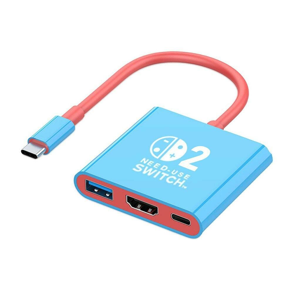 Док-станция USB-C для Nintendo Switch, HDMI 4K 30 Гц, USB 3.0, PD 100 Вт, голубая